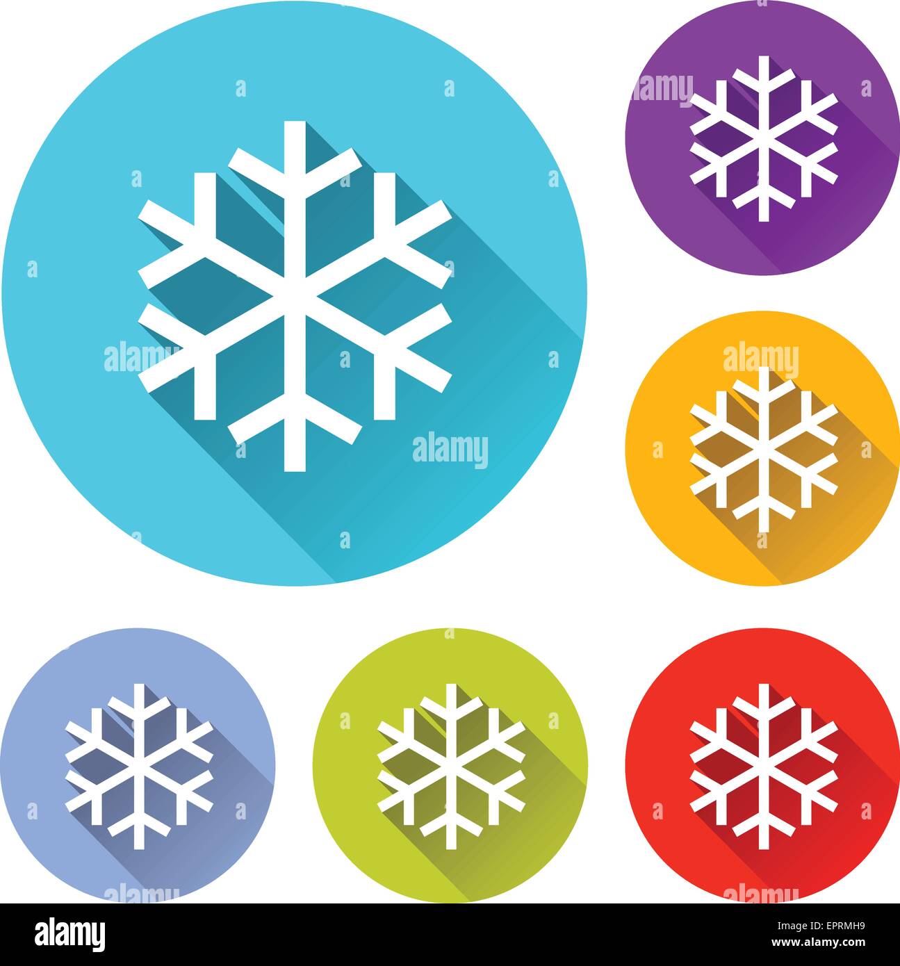 vector illustration of six colorful snow icons Stock Vector Image & Art ...