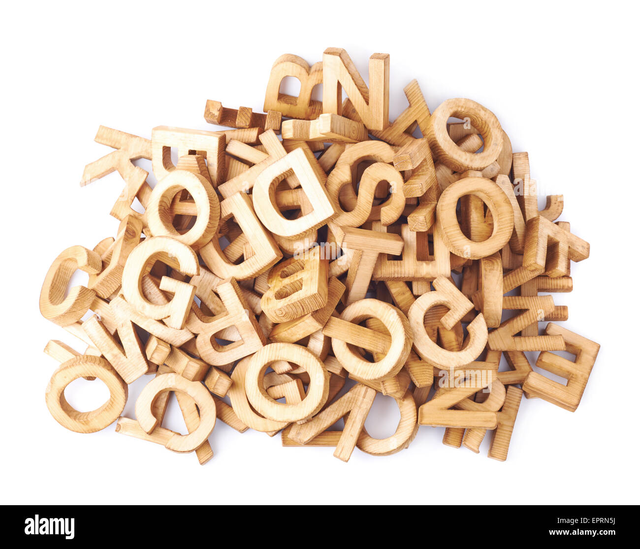 Pile of wooden block letters isolated Stock Photo - Alamy
