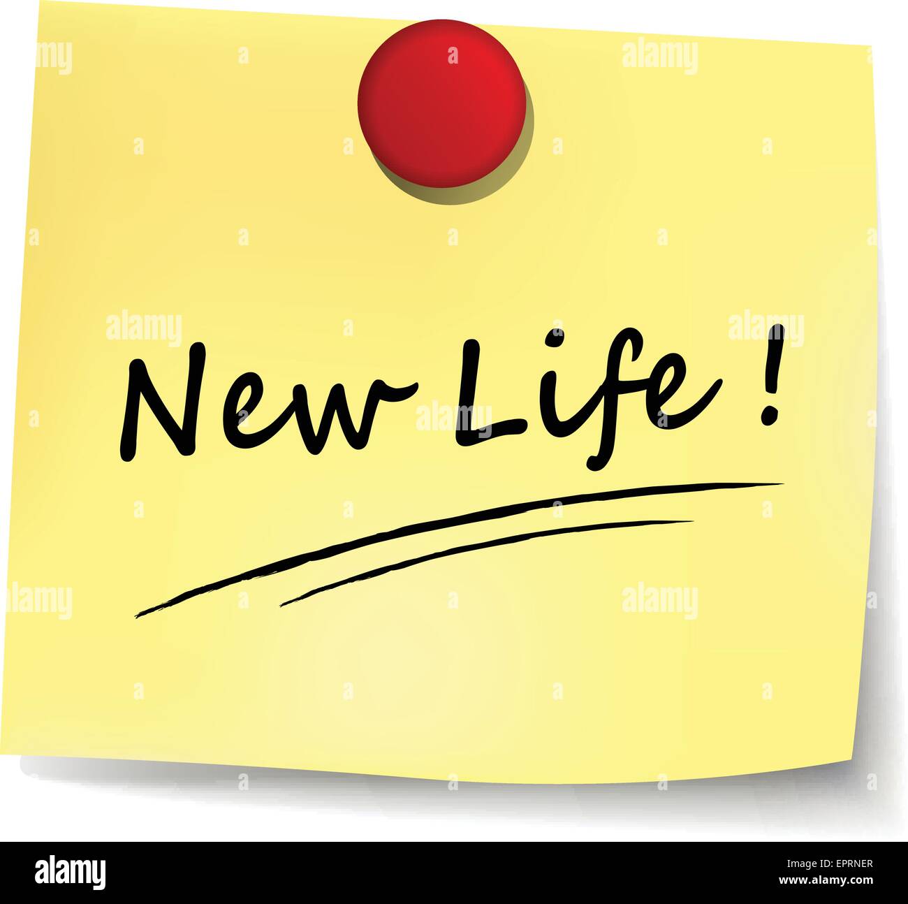 illustration of new life yellow note on white background Stock Vector ...