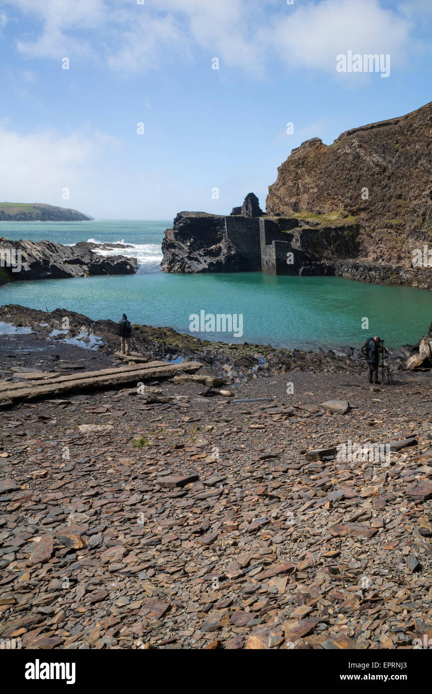 The Blue Lagoon remains of old slate quarry at Abereiddy, Pembrokeshire ...