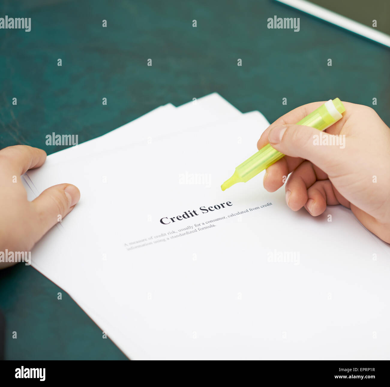 Marking words in a credit score definition Stock Photo - Alamy