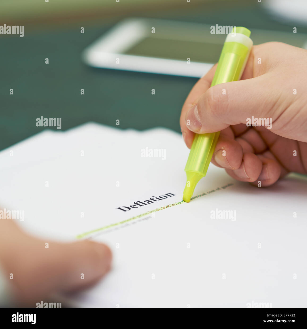 Marking words in a deflation definition Stock Photo - Alamy