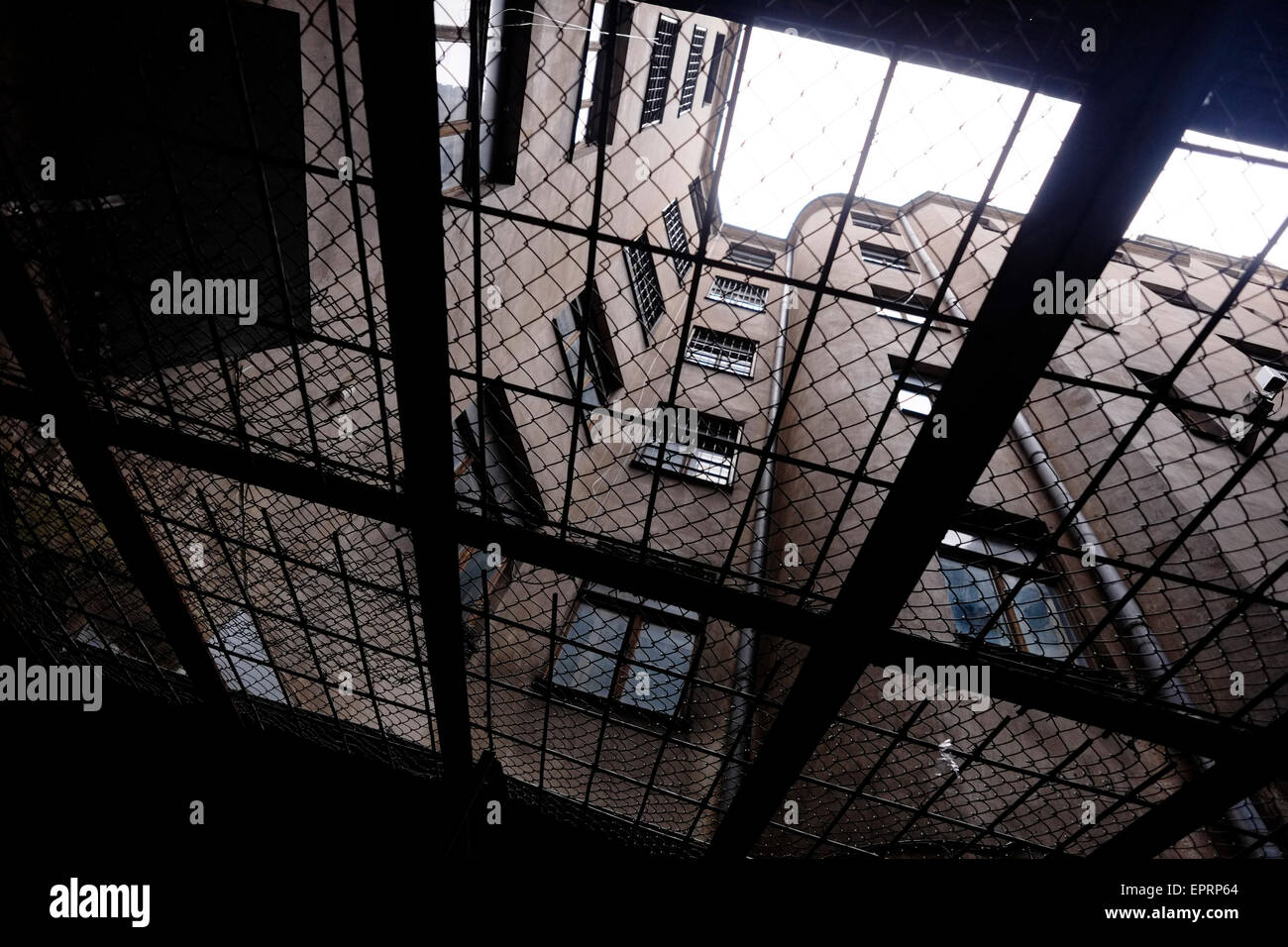 Ceiling fence covering the basement prison courtyard at the former KGB ...