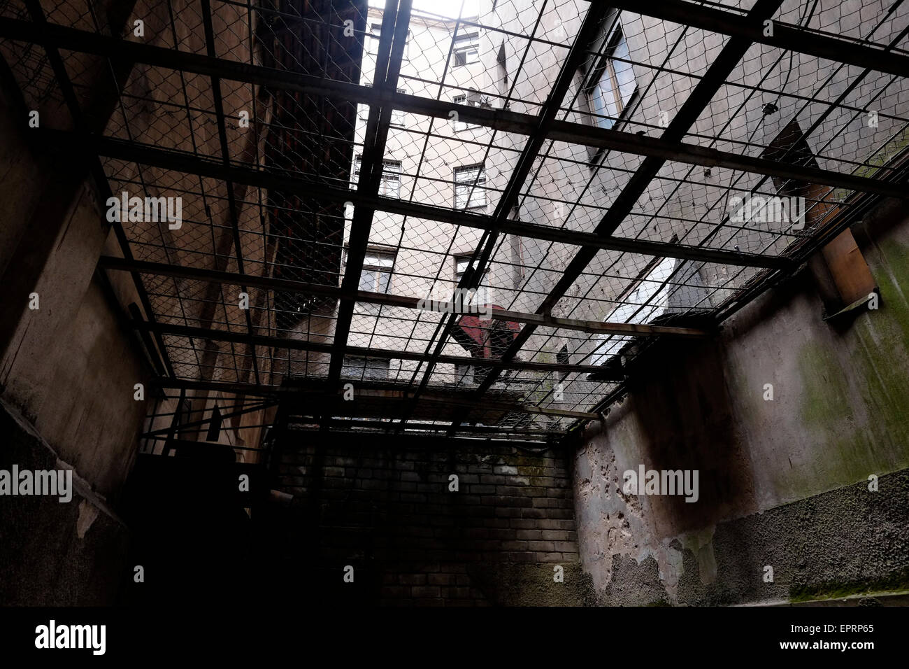 Ceiling fence covering the basement prison courtyard at the former KGB ...