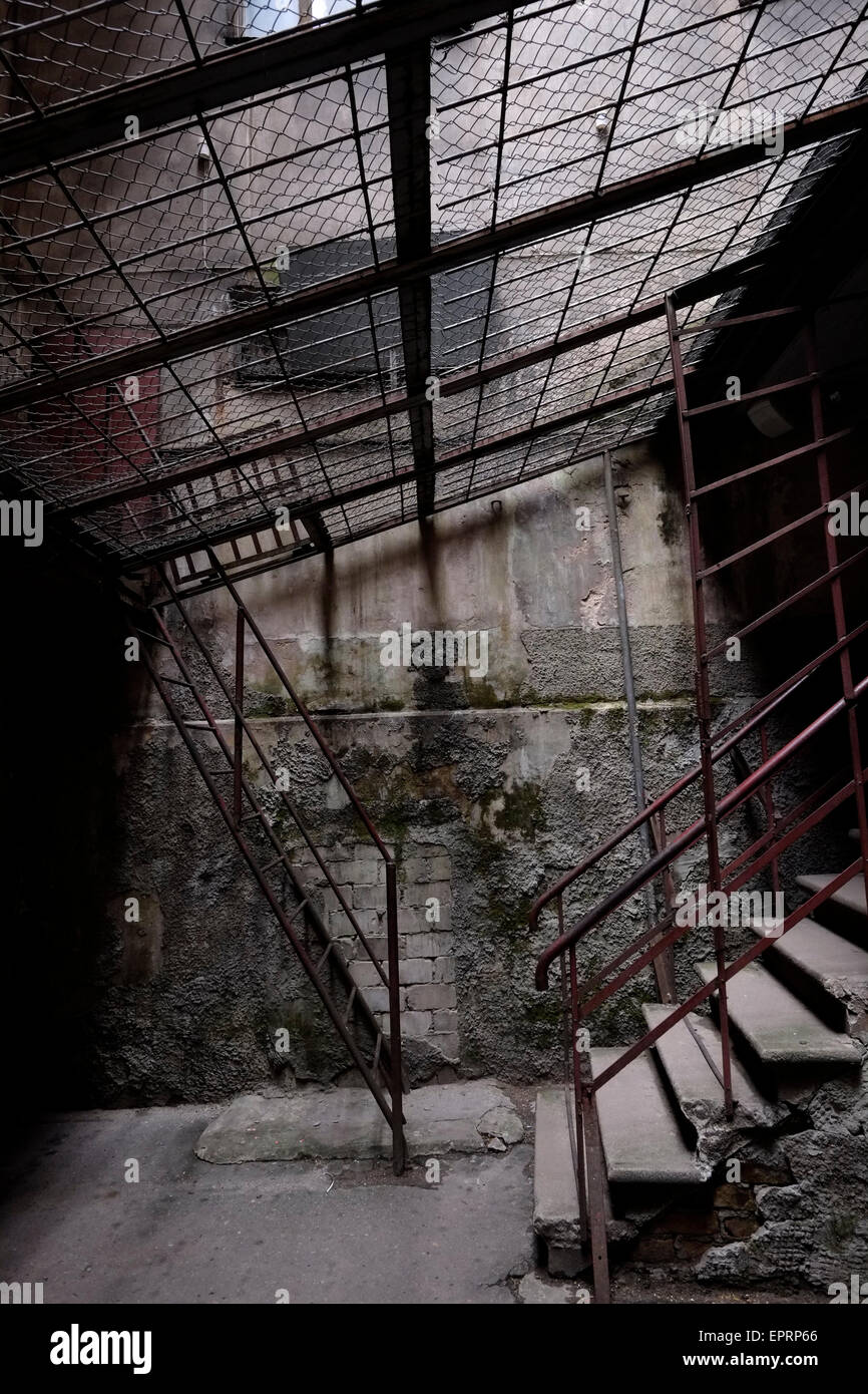 Ceiling fence covering the basement prison courtyard at the former KGB ...