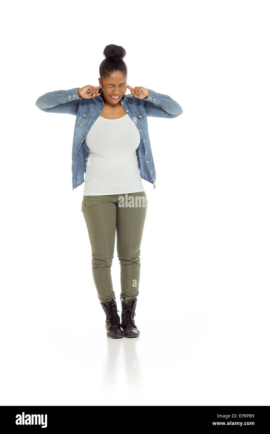 Model isolated on plain background in studio Stock Photo - Alamy