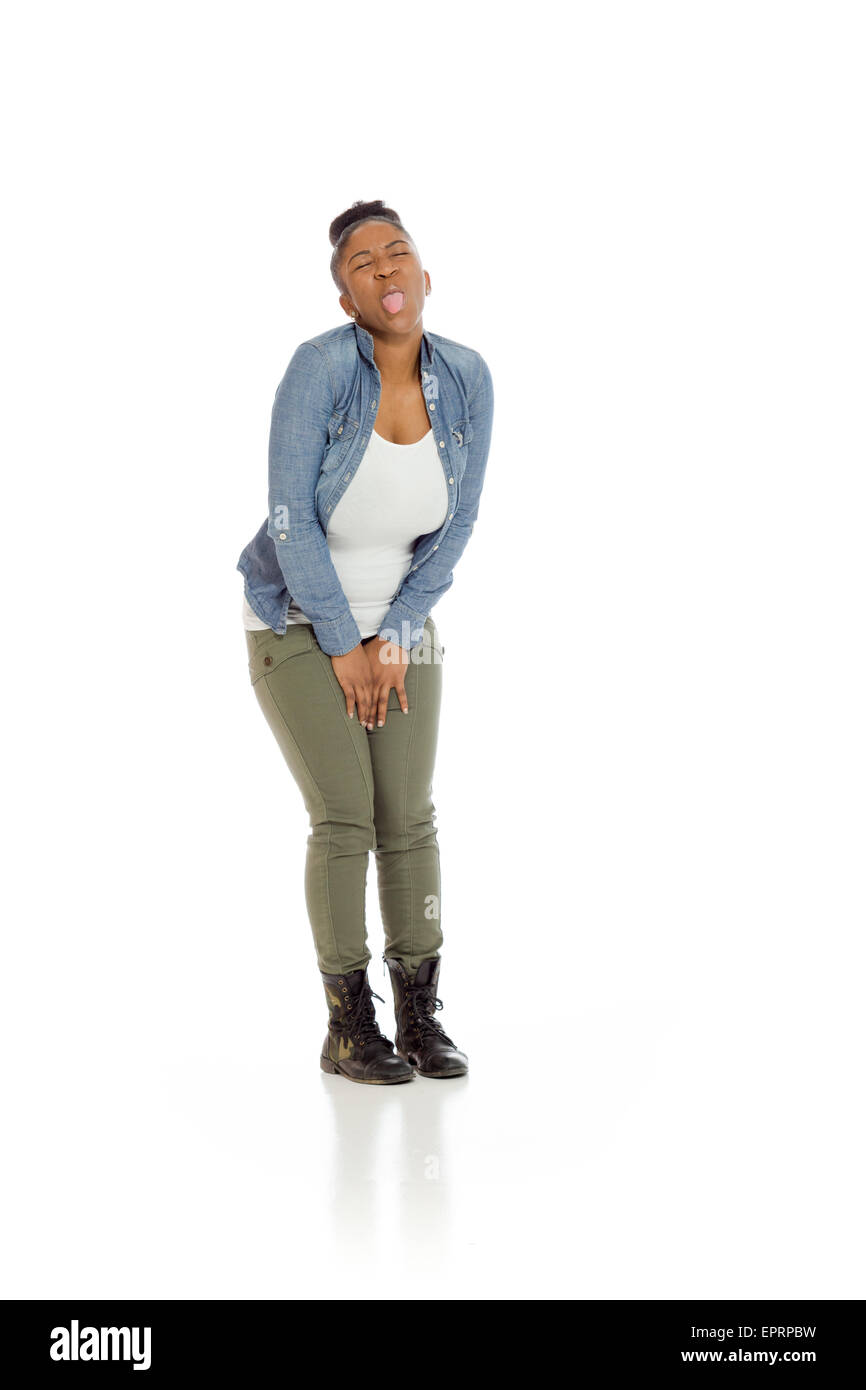 Model isolated on plain background in studio Stock Photo - Alamy