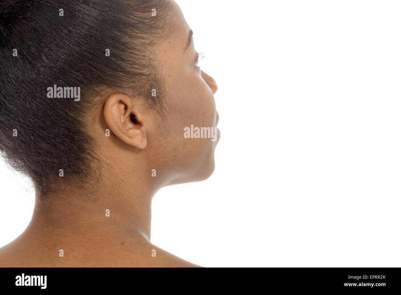 Model isolated on plain background in studio from behind Stock Photo ...