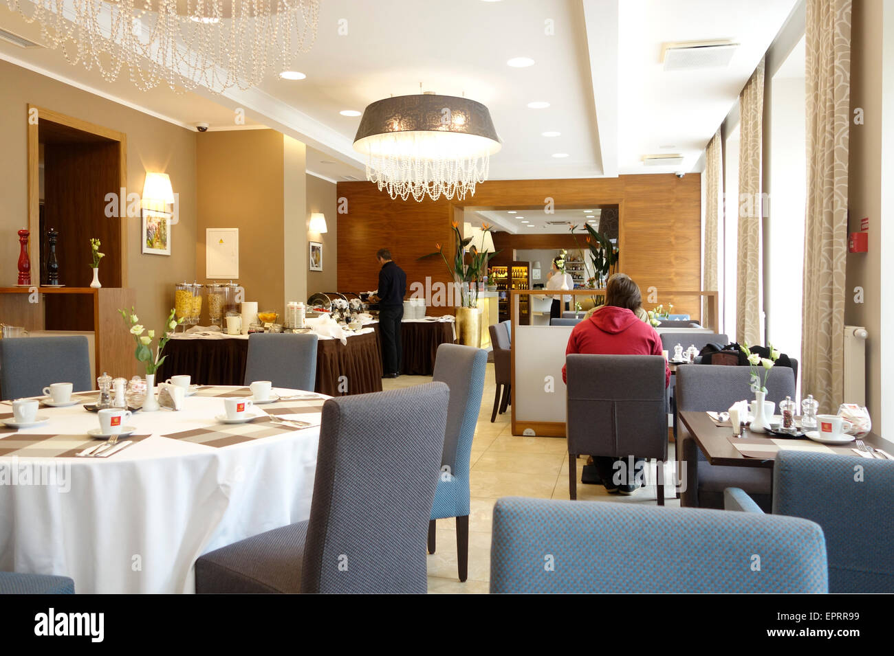 View of the dining room of Astor Hotel in the old city of Riga capital ...