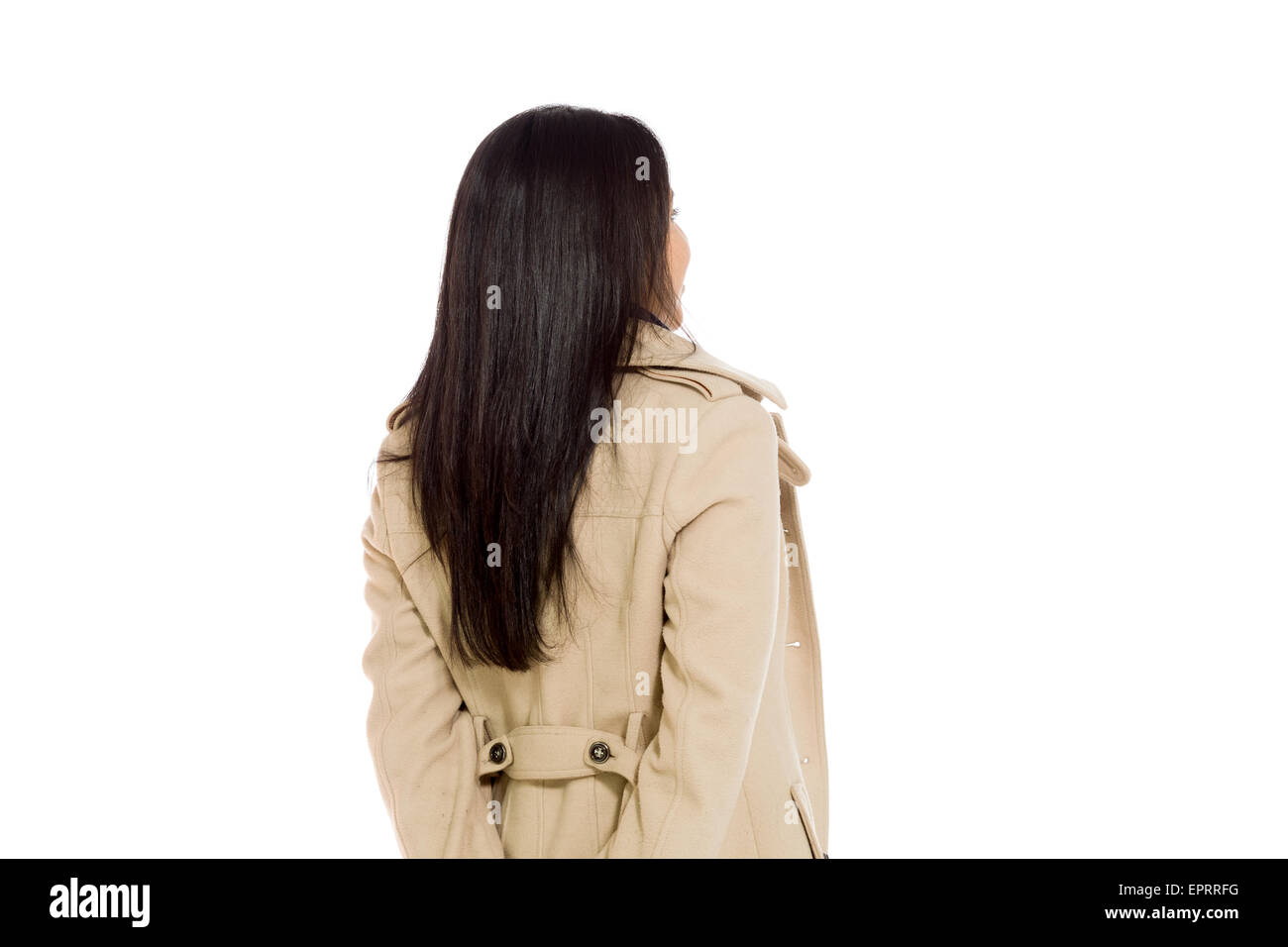 Model isolated on plain background in studio from behind Stock Photo ...