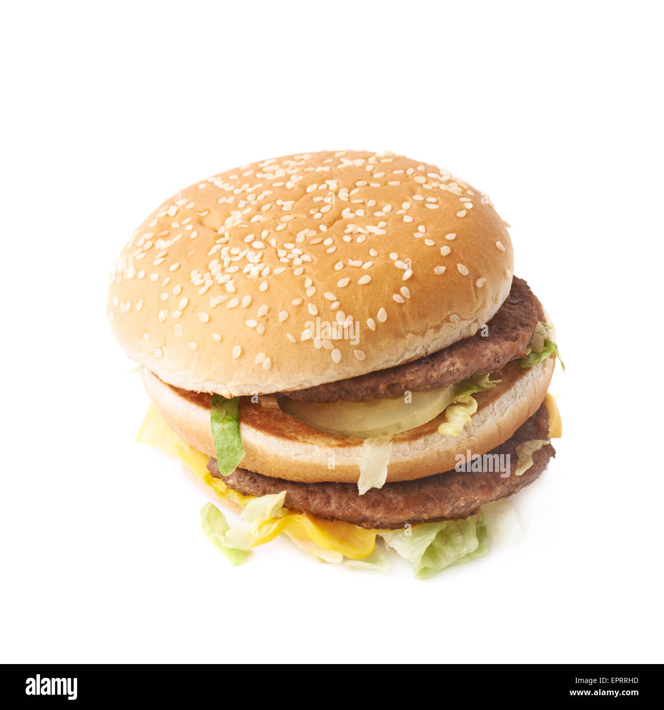 Double cheeseburger hamburger beef Cut Out Stock Images & Pictures - Alamy