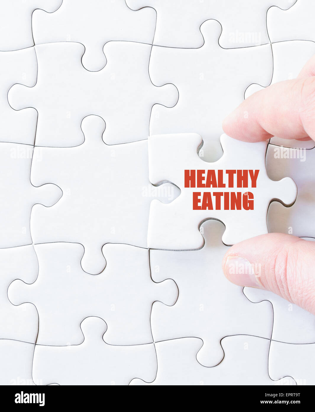 Last puzzle piece with words HEALTHY EATING. Concept image Stock Photo ...