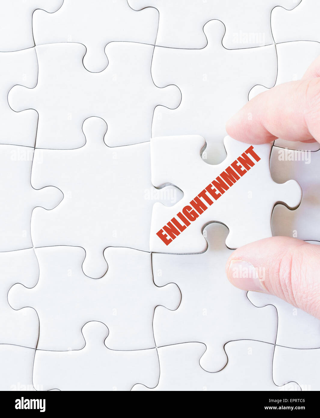 Last puzzle piece with word ENLIGHTENMENT. Concept image Stock Photo ...