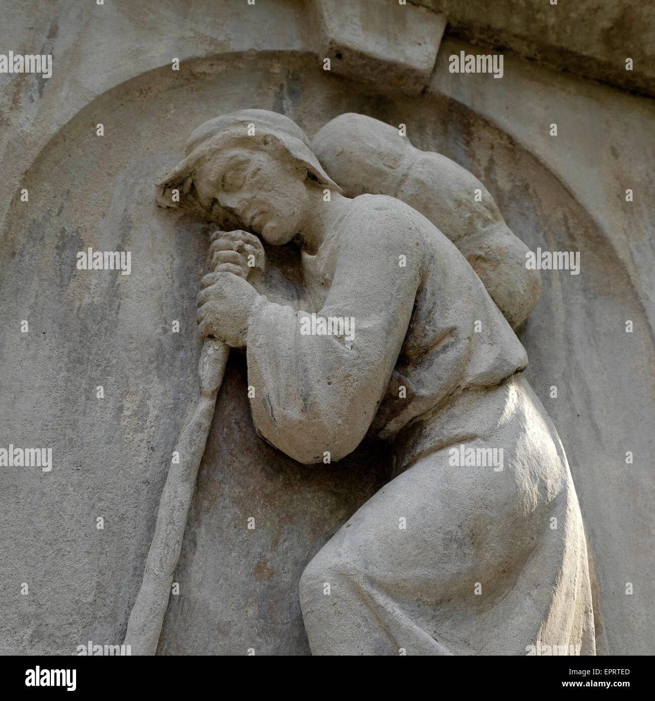 Pilgrim detail on the John Bunyan Memorial in Bunhill Fields Cemetery ...