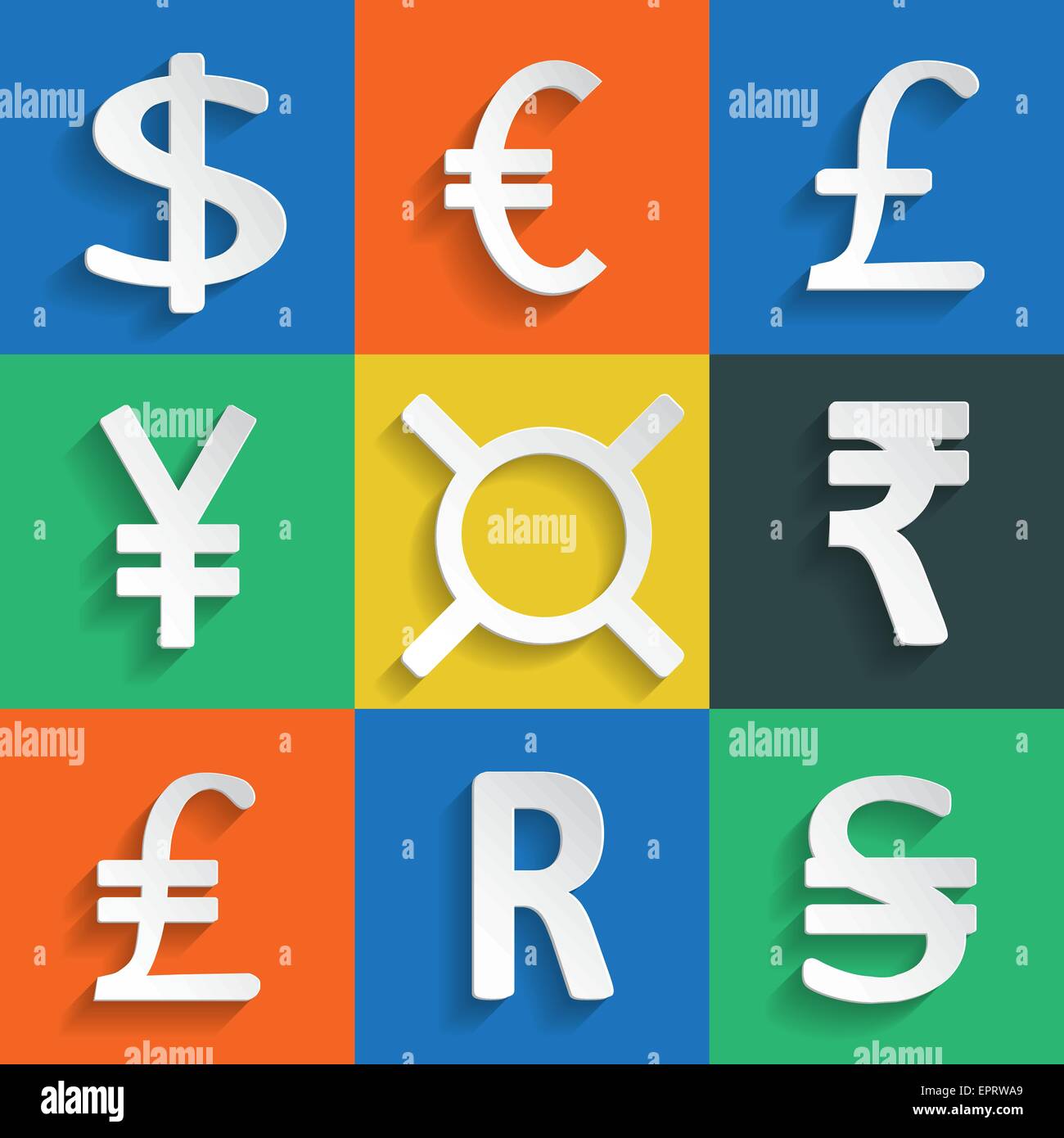 Paper Currency Signs on colored background or separate elements Stock ...