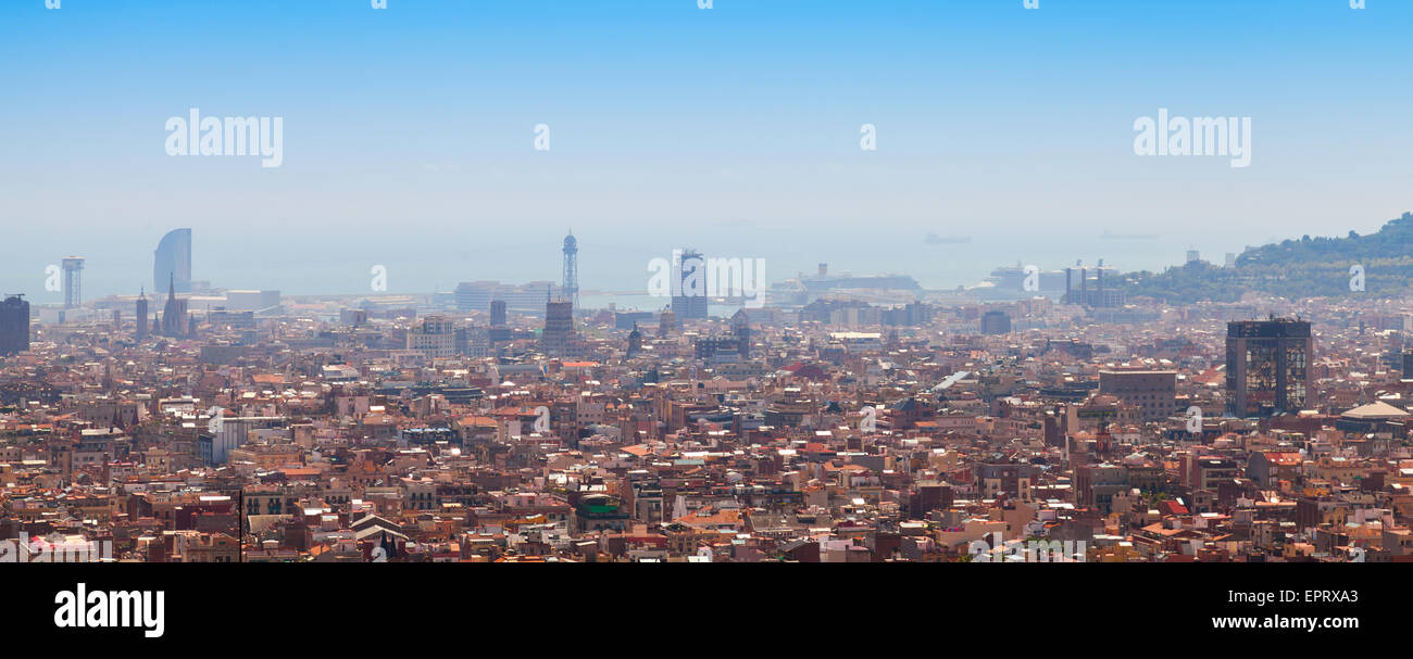 Wide panoramic cityscape of Barcelona city, Spain Stock Photo - Alamy