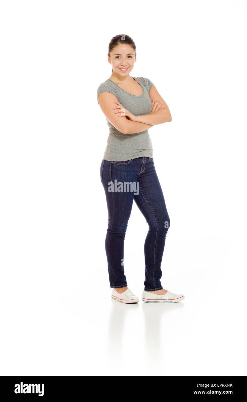 Model isolated on plain background in studio Stock Photo - Alamy