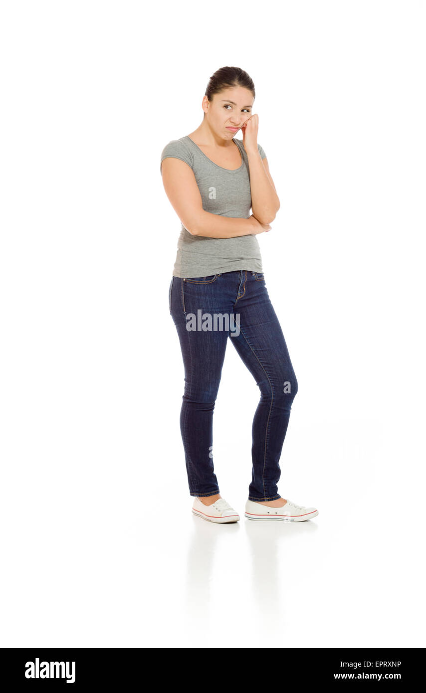 Model isolated on plain background in studio Stock Photo - Alamy
