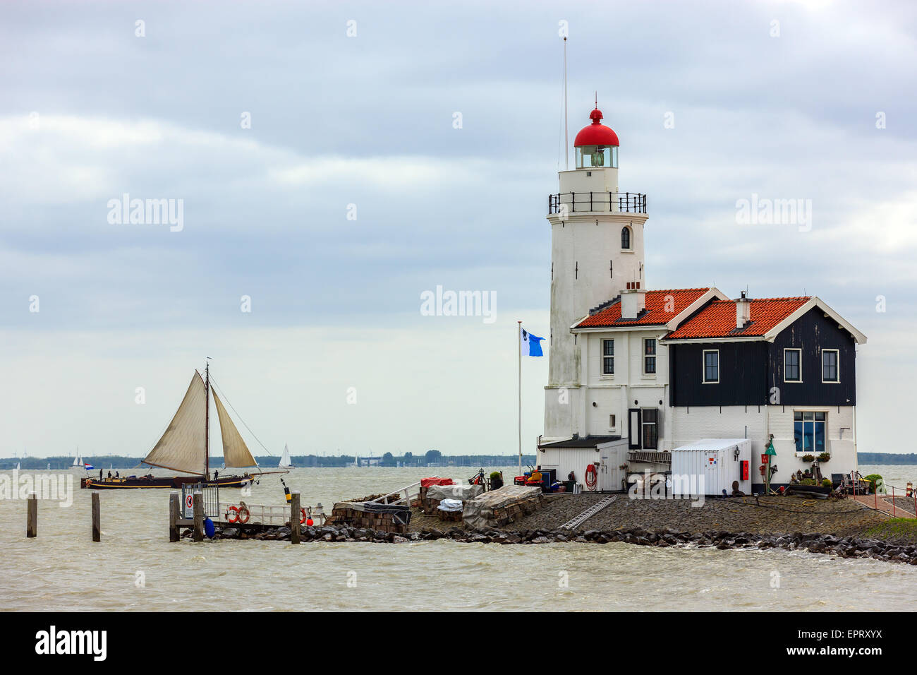 At Marken, close to Amsterdam stands the Lighthouse "Paard van Marken ...