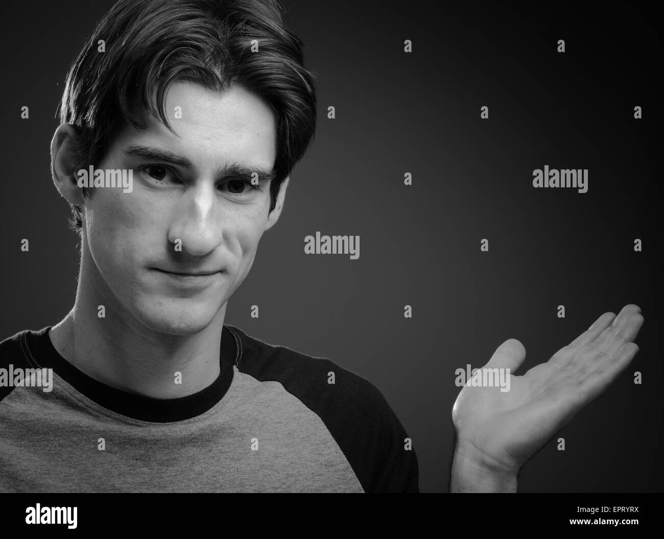 Model isolated hand gesture presenting Stock Photo - Alamy