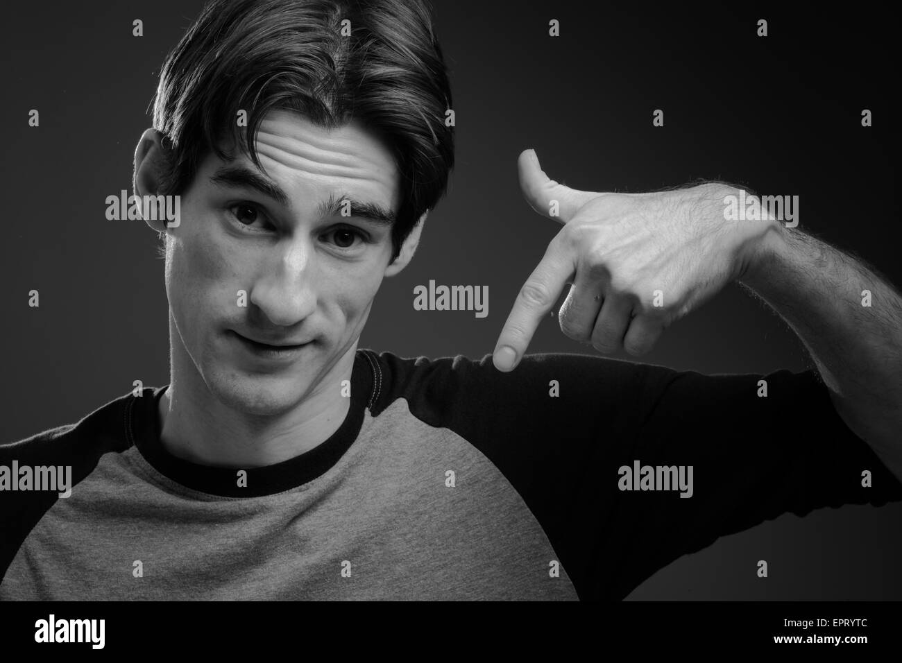 Model isolated pointing to herself Stock Photo - Alamy