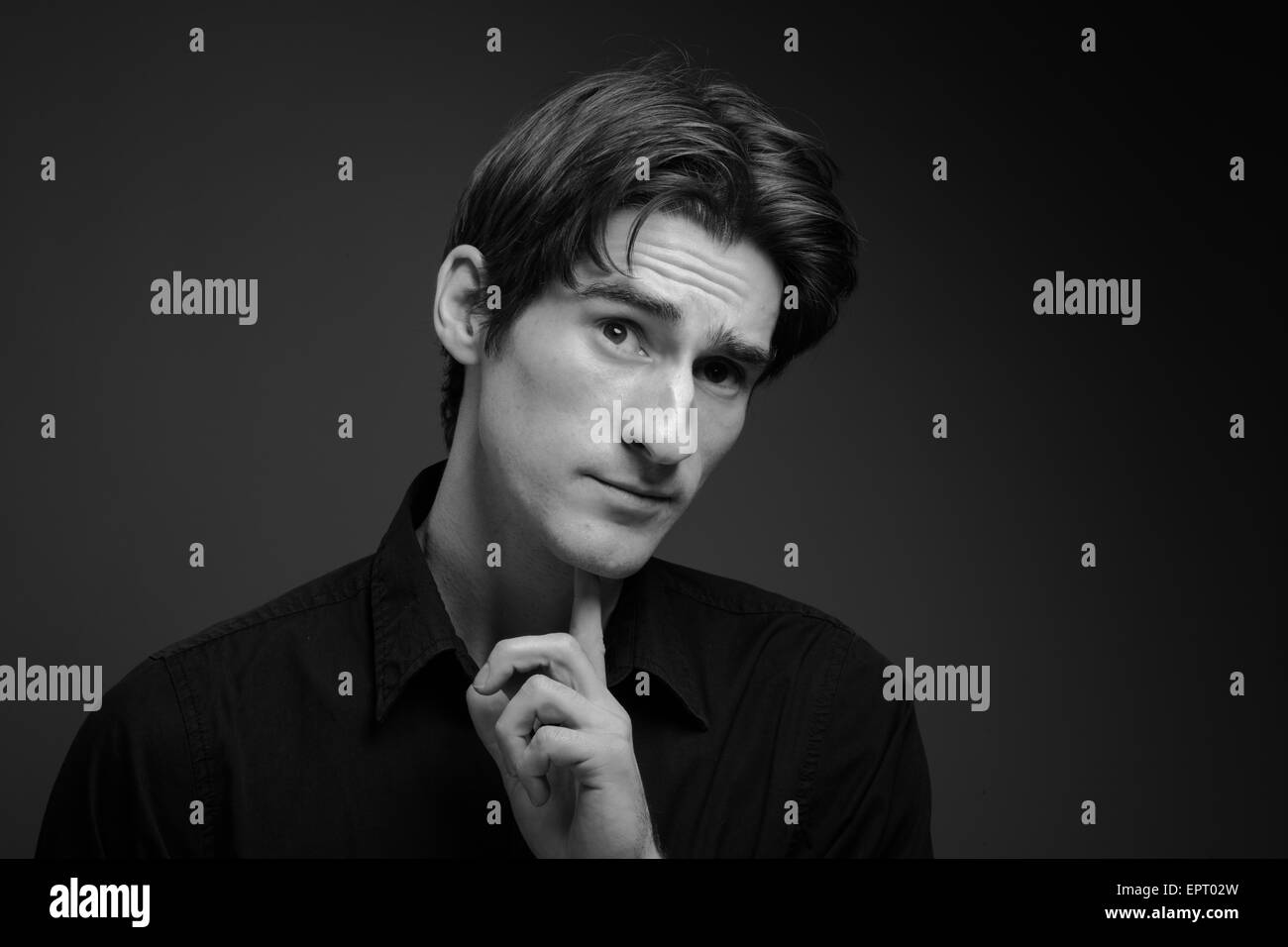 Model isolated thinking looking up Stock Photo - Alamy