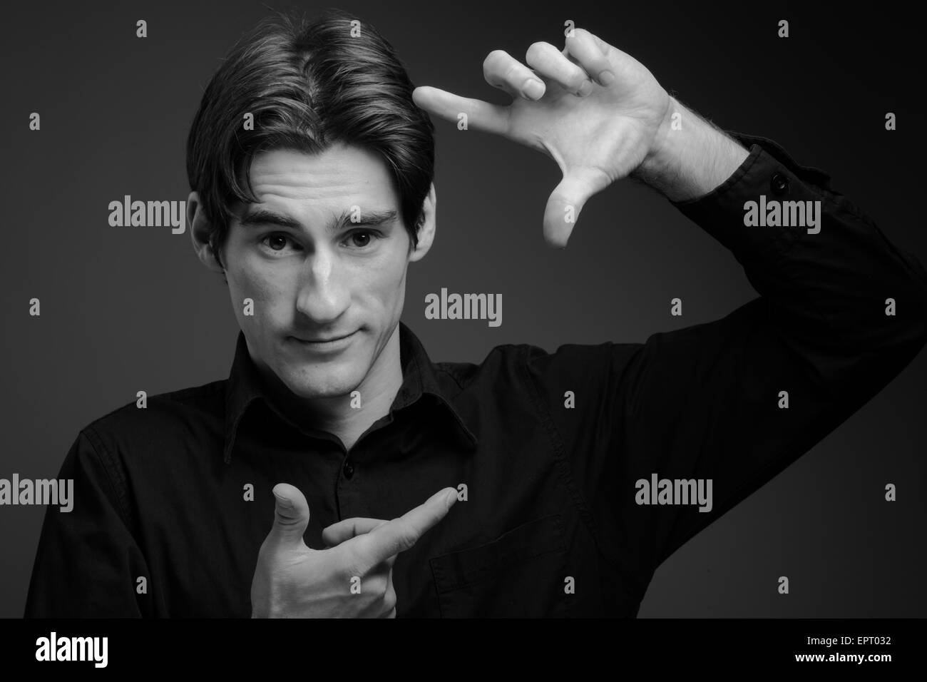 Model isolated framing with fingers Stock Photo - Alamy