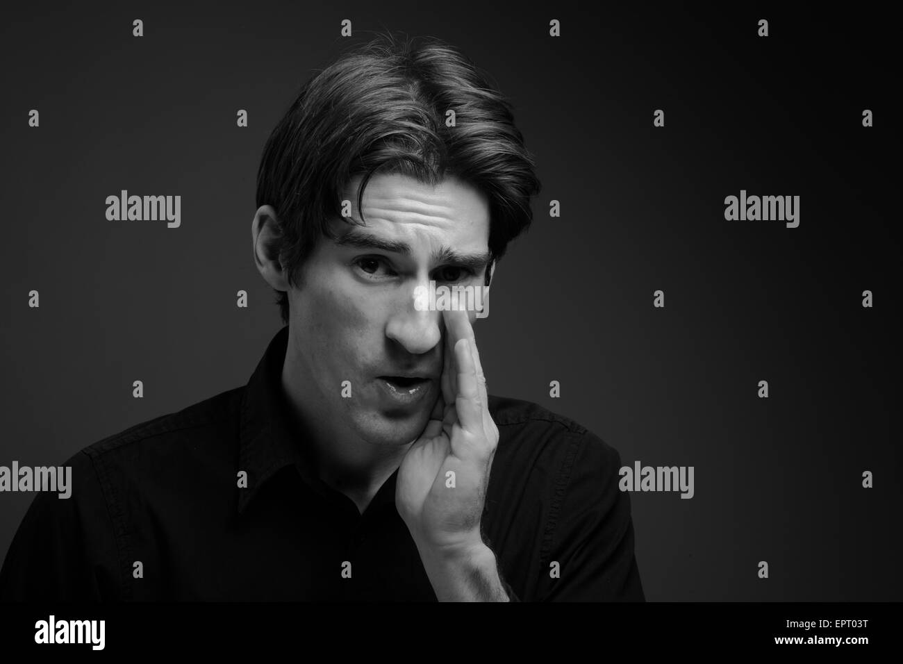 Model isolated talking shouting voice Stock Photo - Alamy