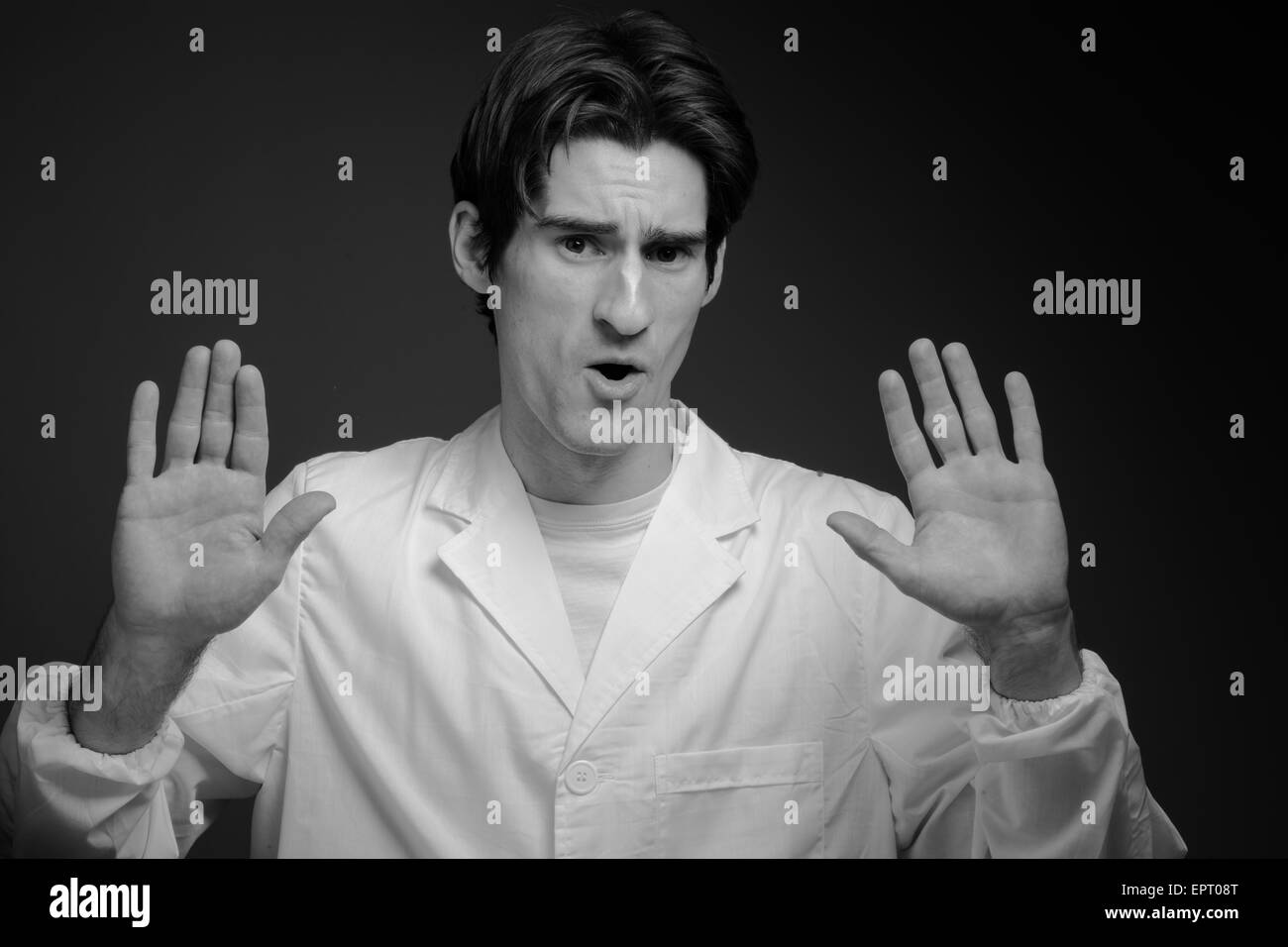 Stop sign hand out Black and White Stock Photos & Images - Alamy