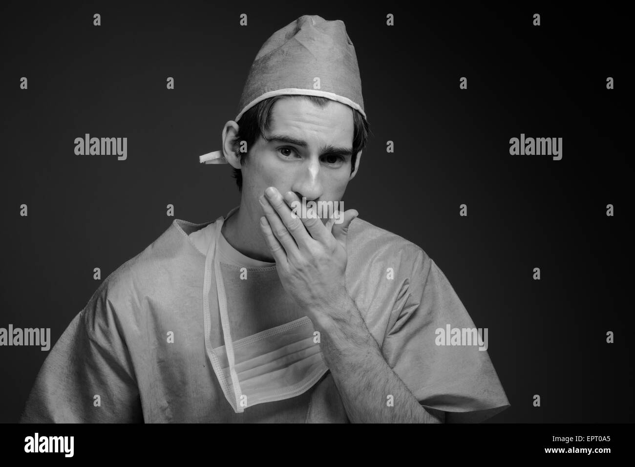 Model isolated covering mouth Stock Photo - Alamy