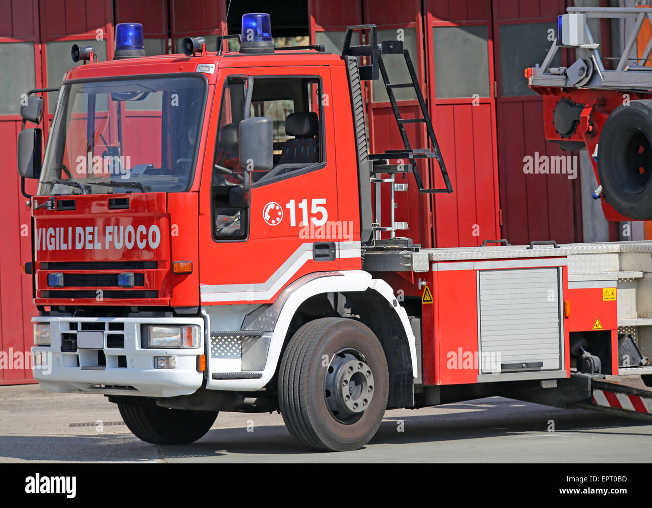 italian fire trucks with lettering on the door Stock Photo - Alamy