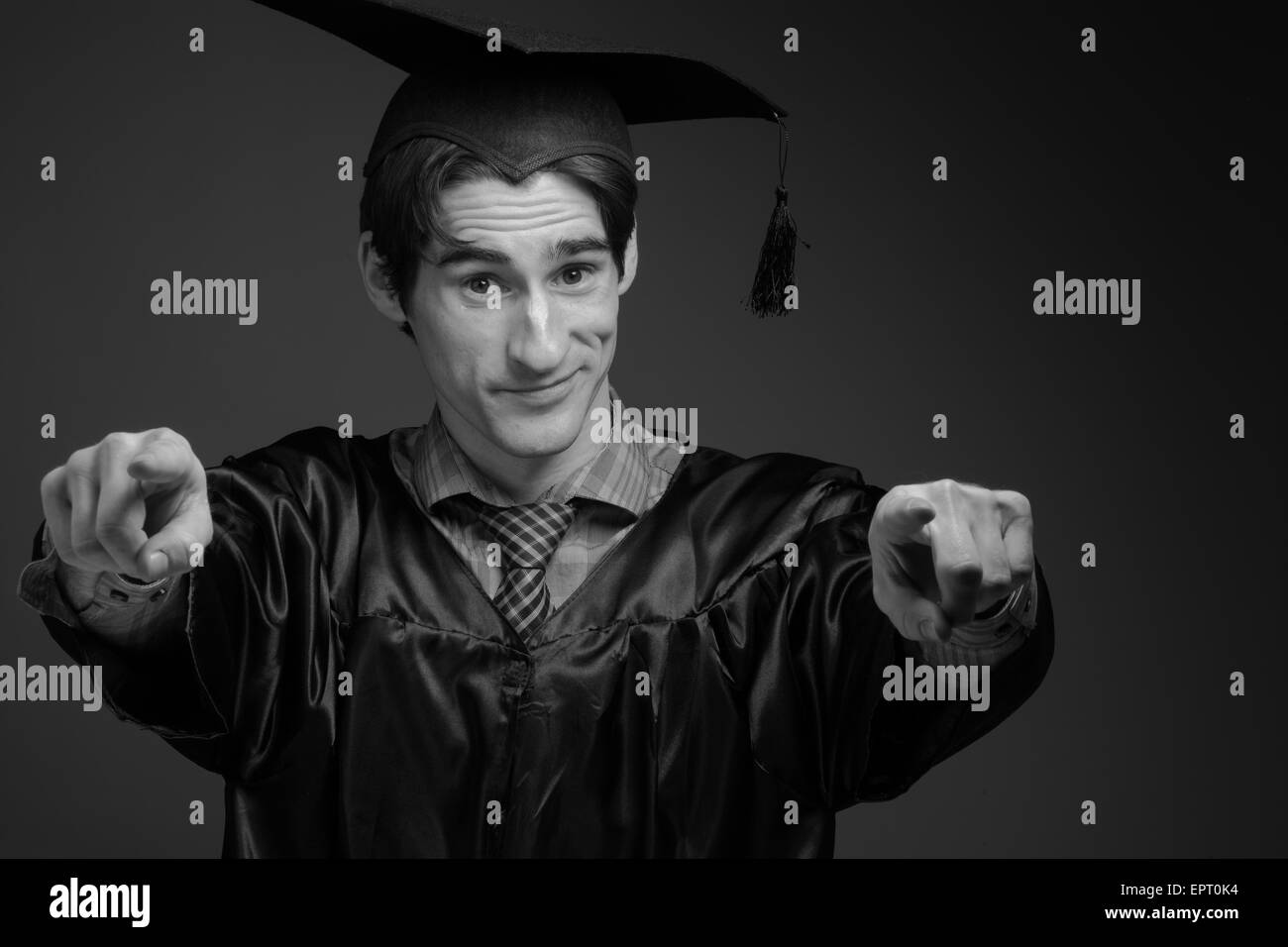 Model pointing to camera Stock Photo - Alamy