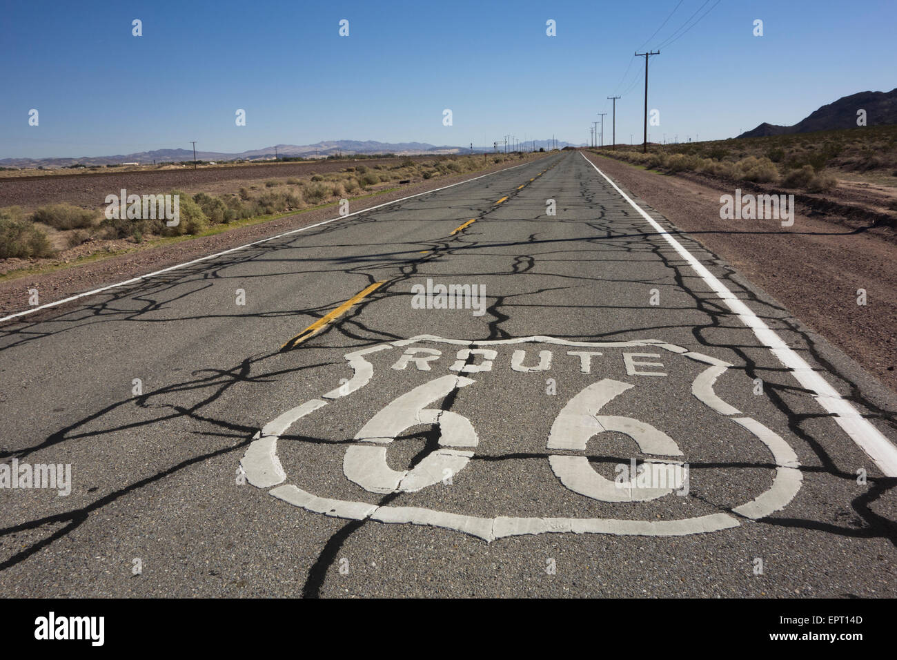 Route 66 Painted Road Sign High Resolution Stock Photography and Images ...