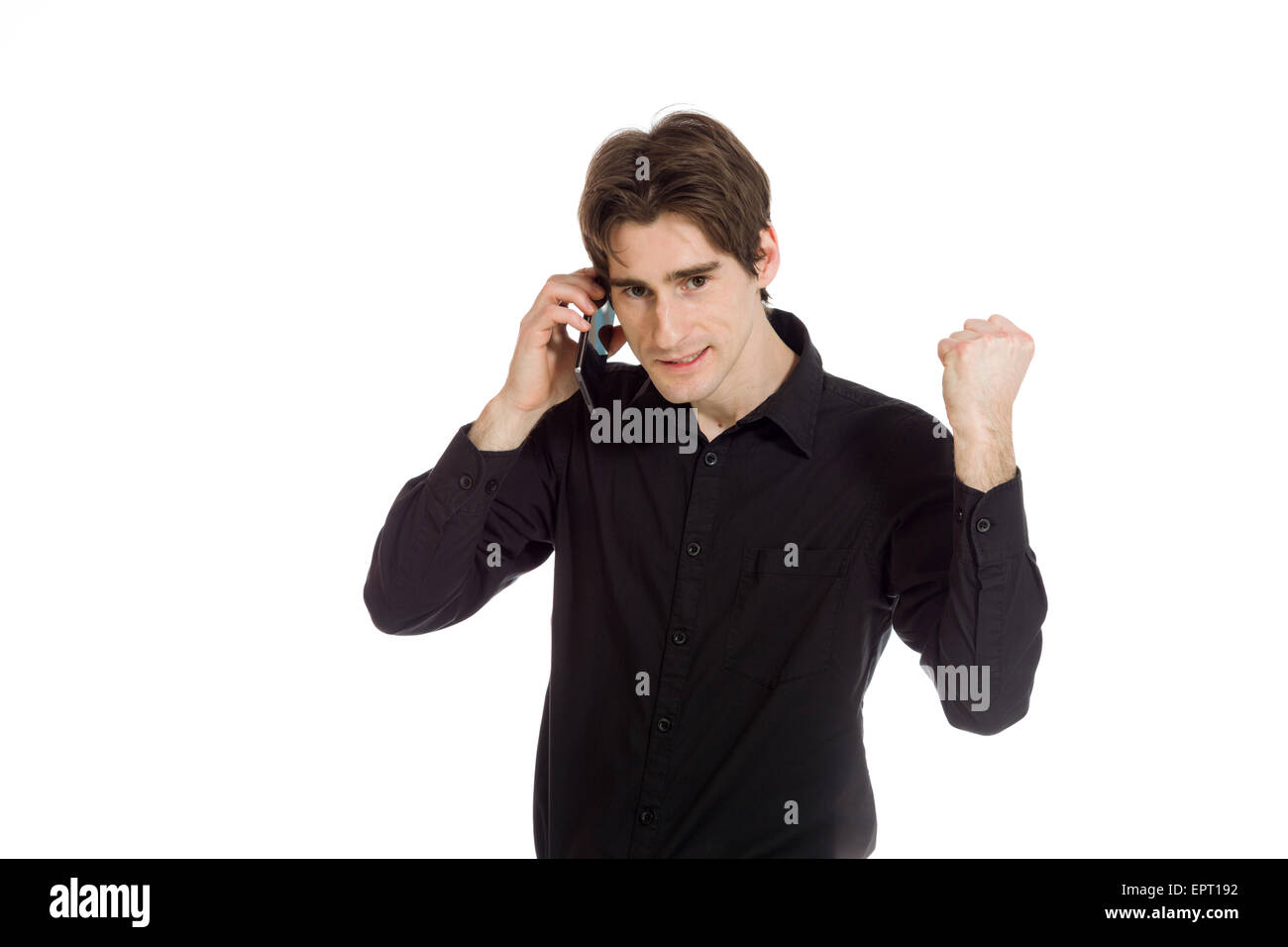 Model isolated on plain background in studio success Stock Photo - Alamy