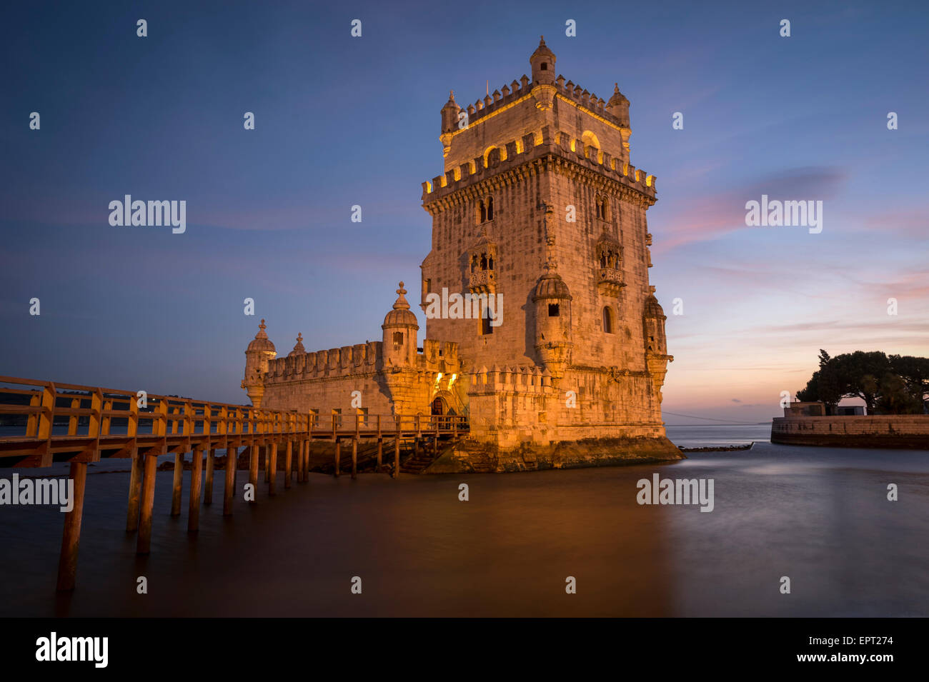 Torre de Belem (tower of Belem) at dusk Stock Photo - Alamy