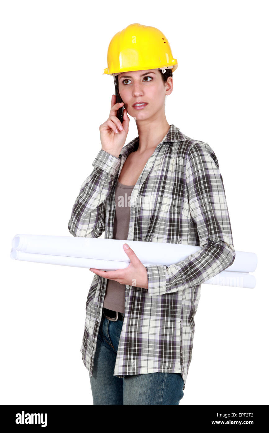 Female architect making important call Stock Photo - Alamy