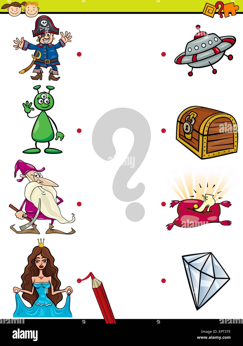 Cartoon Illustration of Education Element Matching Game for Preschool ...
