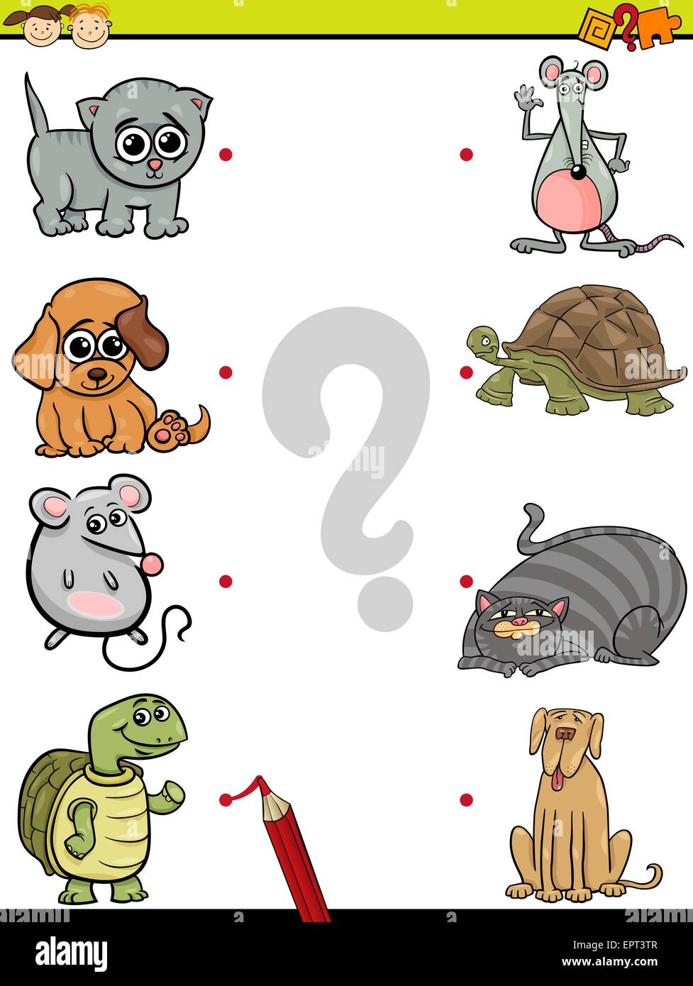 Cartoon Illustration of Education Element Matching Game for Preschool ...