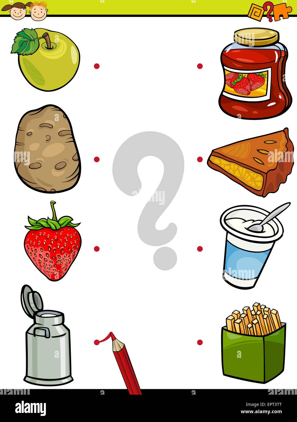 Cartoon Illustration of Education Element Matching Game for Preschool ...