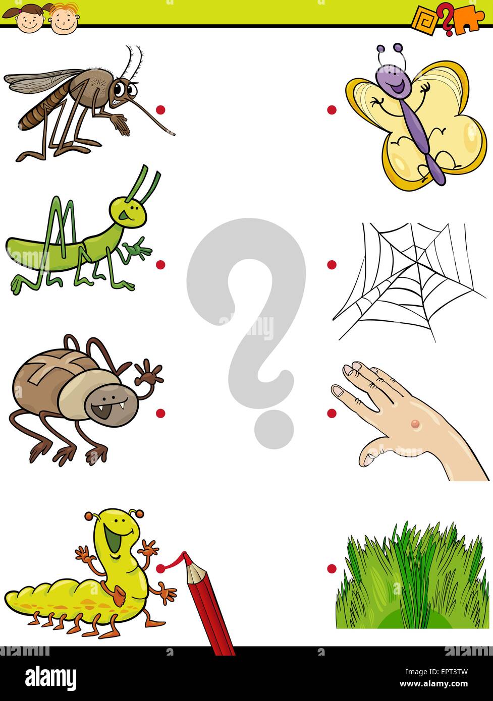 Cartoon Illustration of Education Element Matching Game for Preschool ...