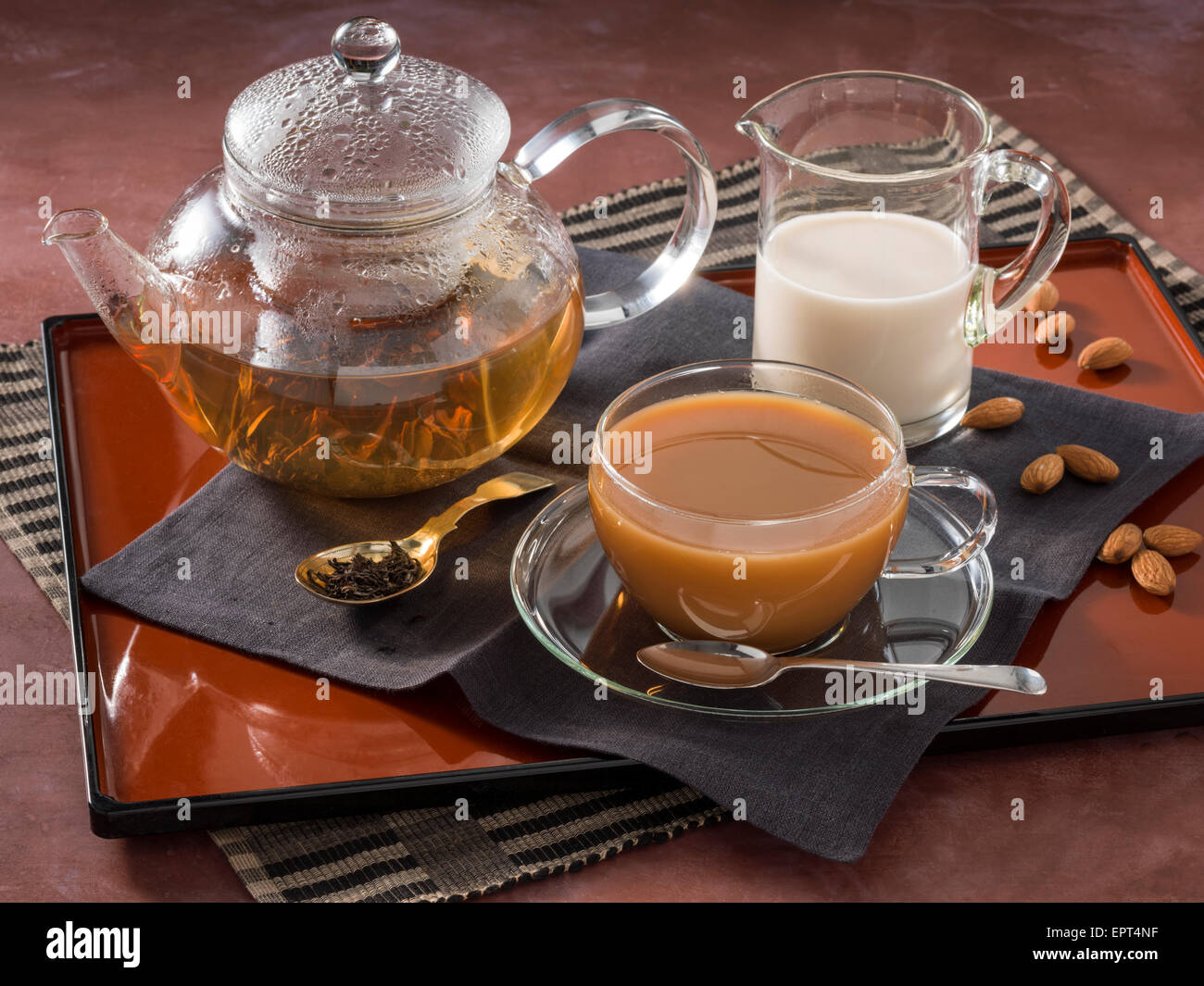 Individual portion sweet almond tea beverage hi-res stock photography ...