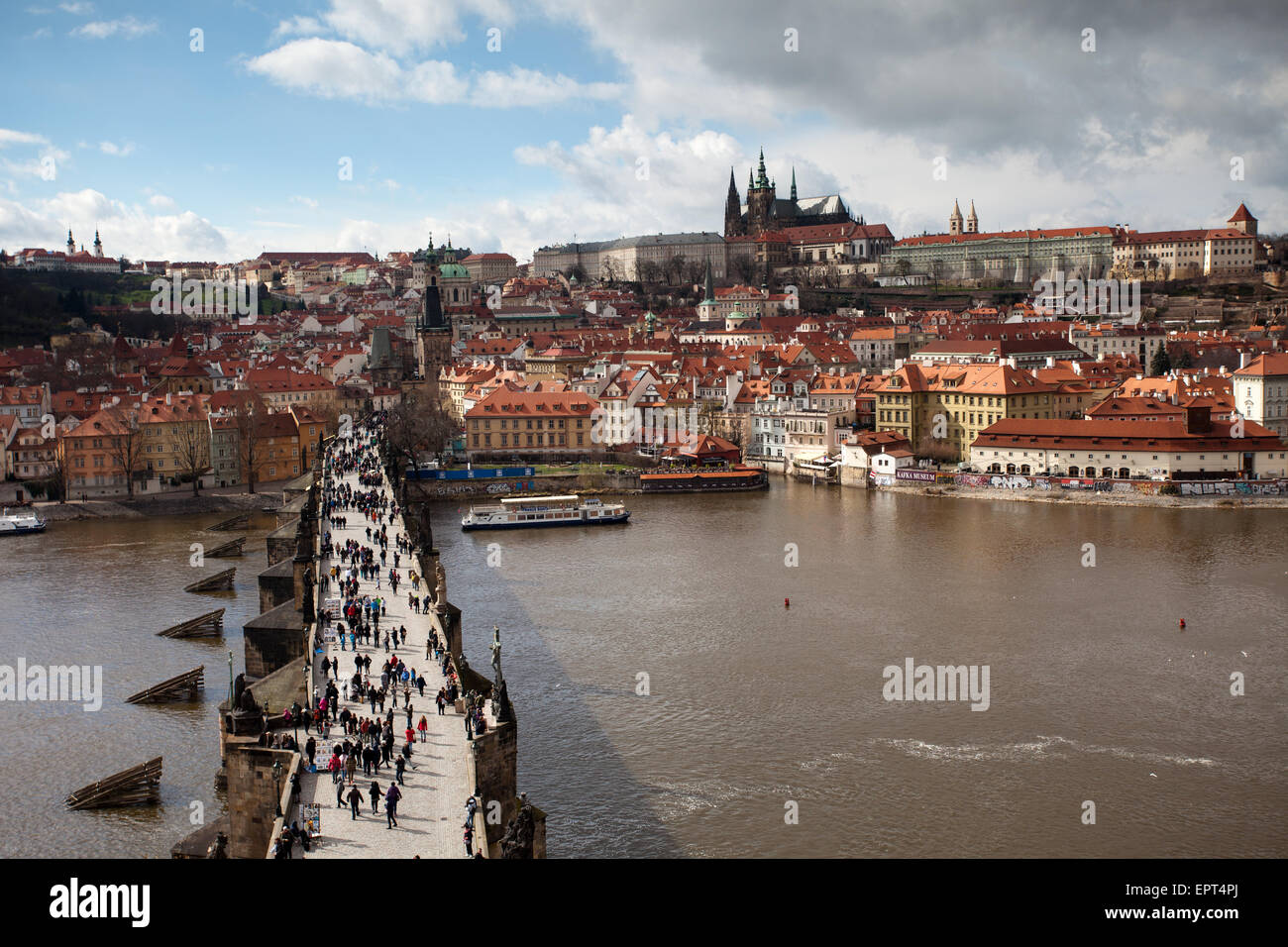 View charles bridge river vltava castle hradcany hi-res stock ...