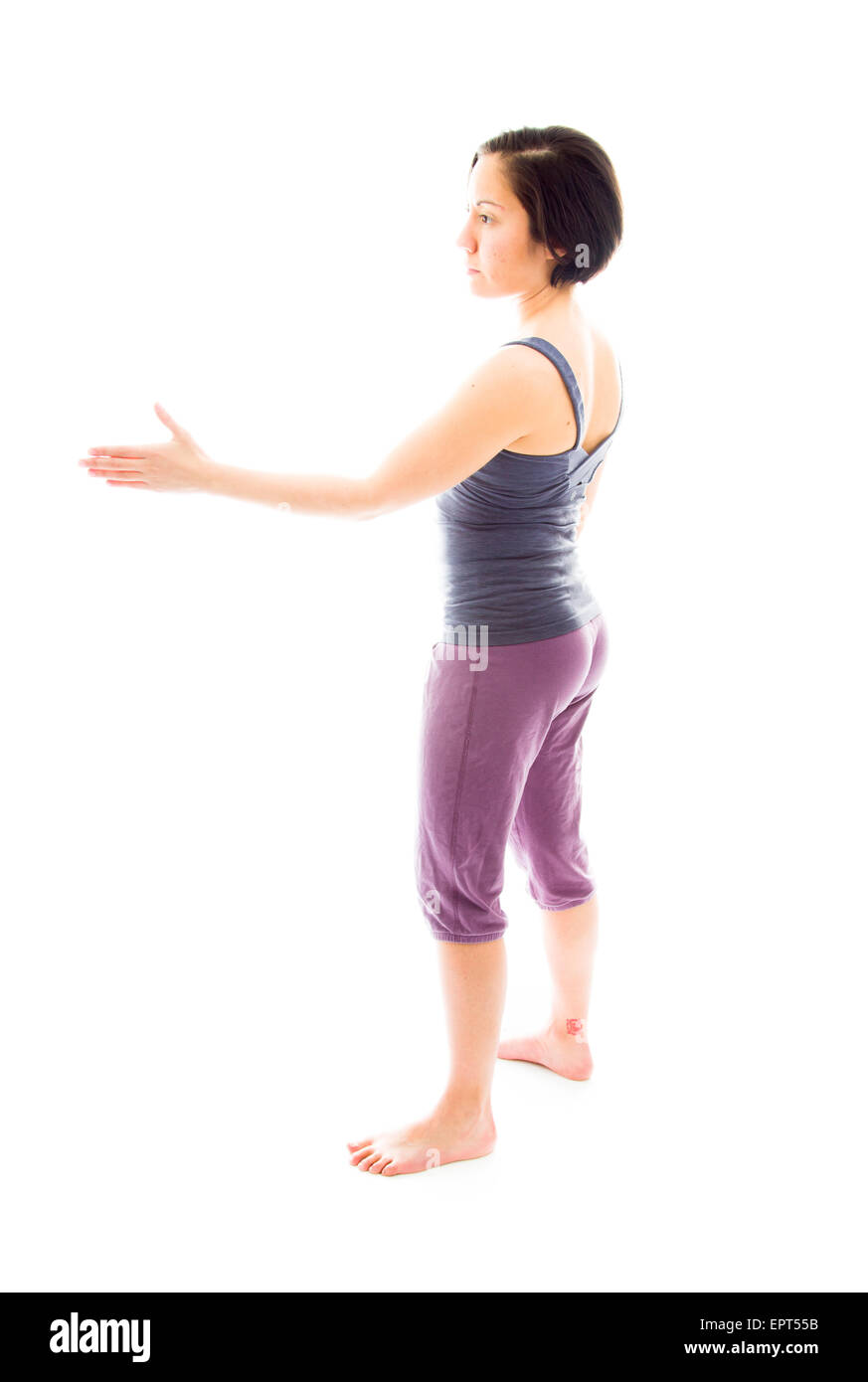 Woman looking left white background Cut Out Stock Images & Pictures - Alamy