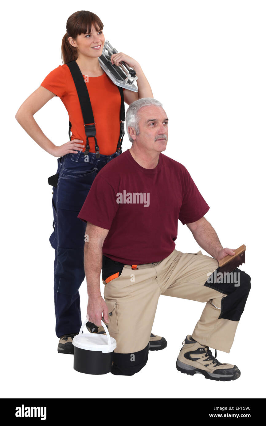 Female construction tiling hi-res stock photography and images - Alamy