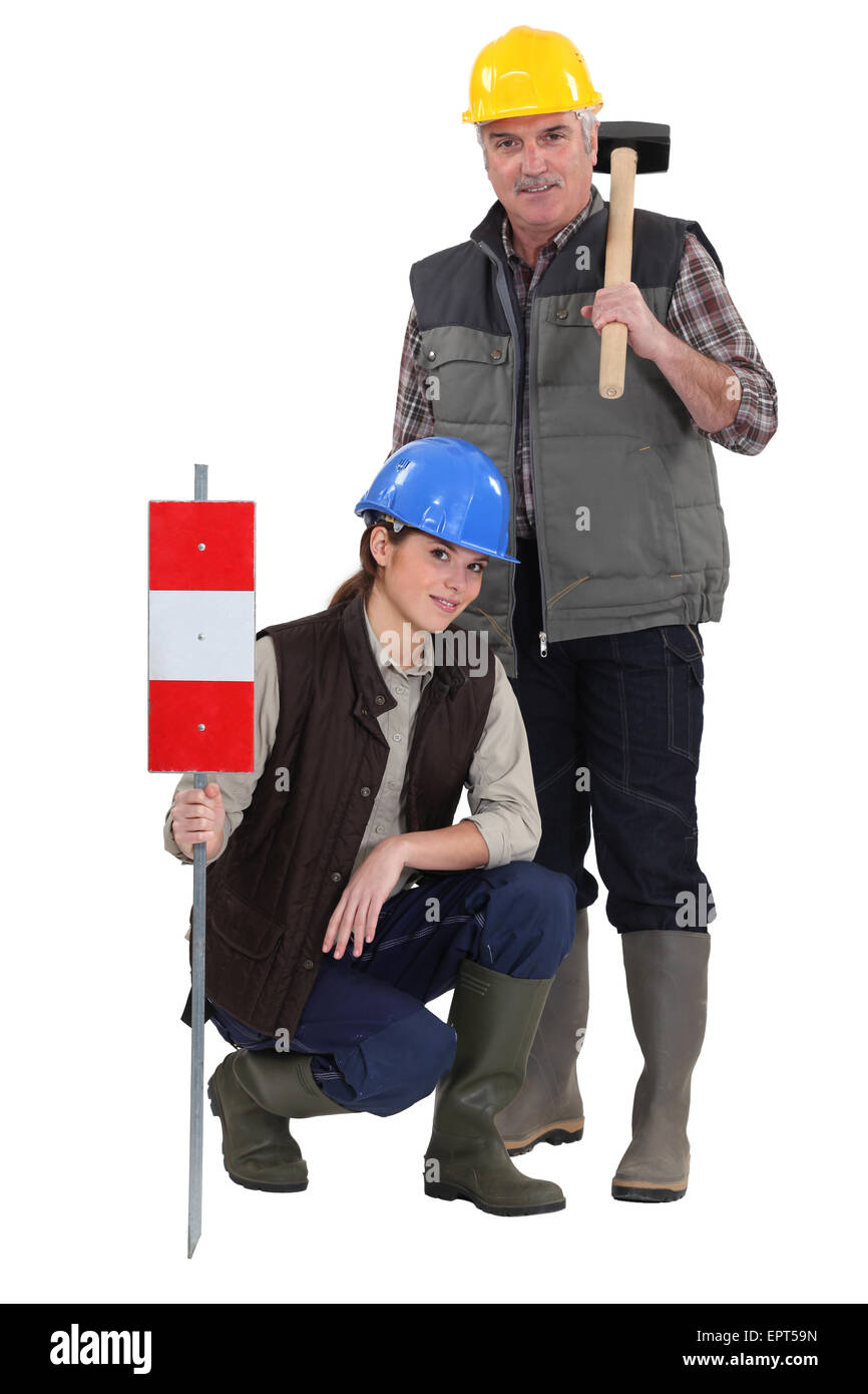 Two road workers Stock Photo - Alamy
