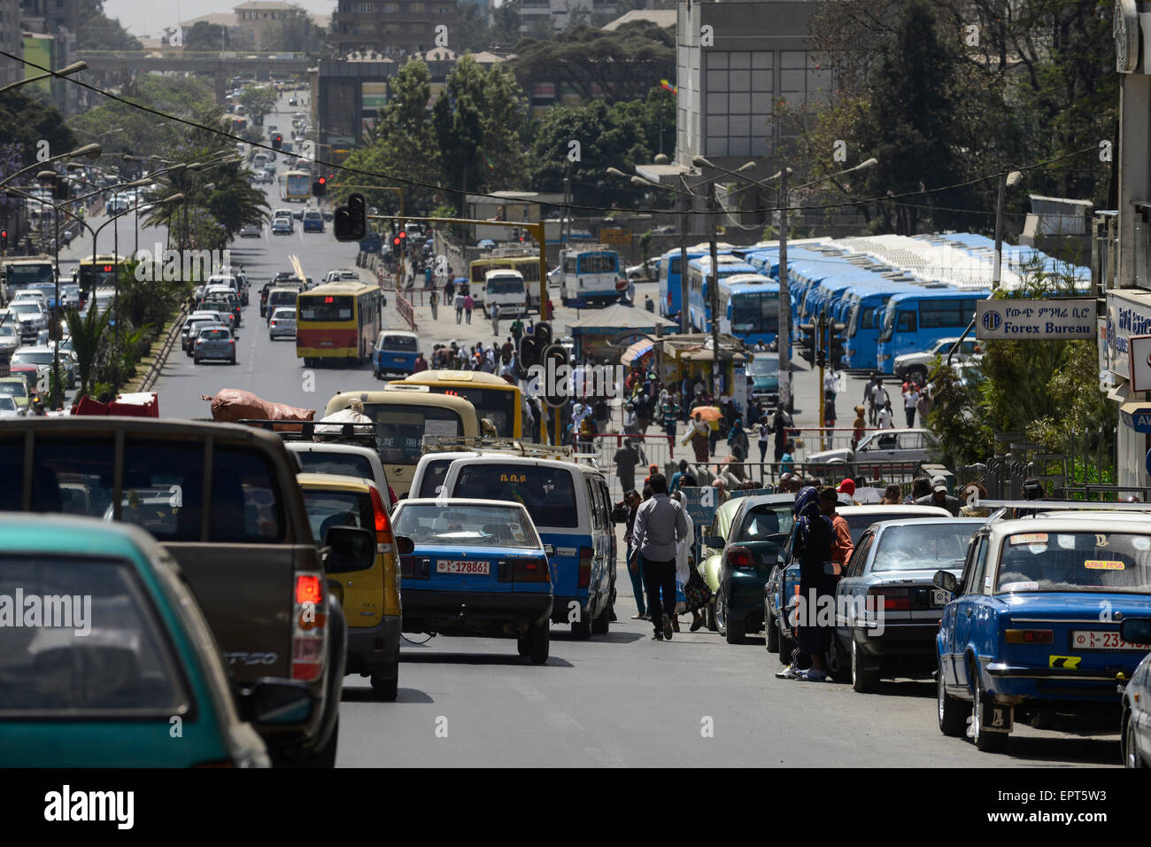 ETHIOPIA, Addis Ababa, traffic at Churchill Road / AETHIOPIEN, Addis ...