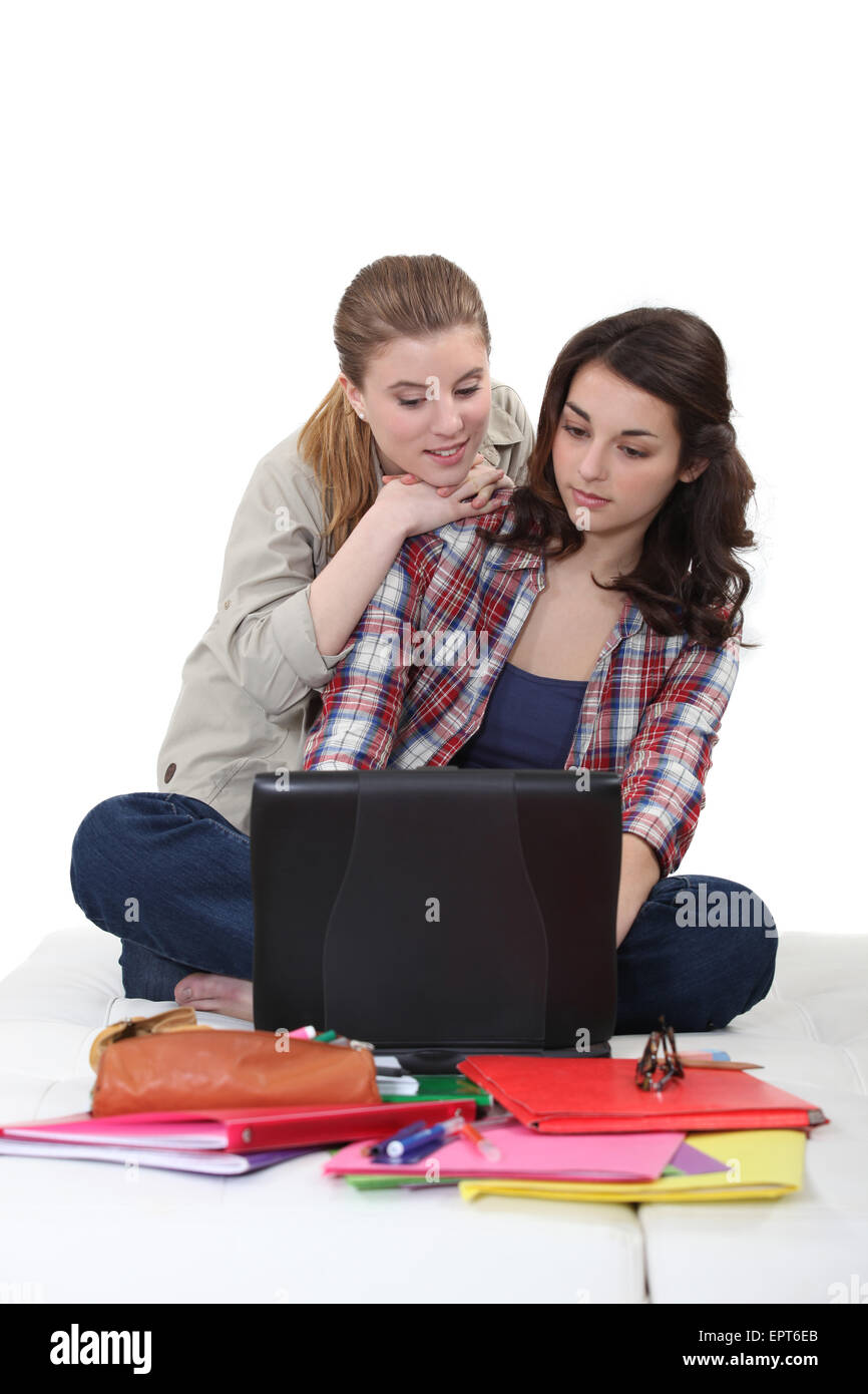 Friends studying together Stock Photo - Alamy