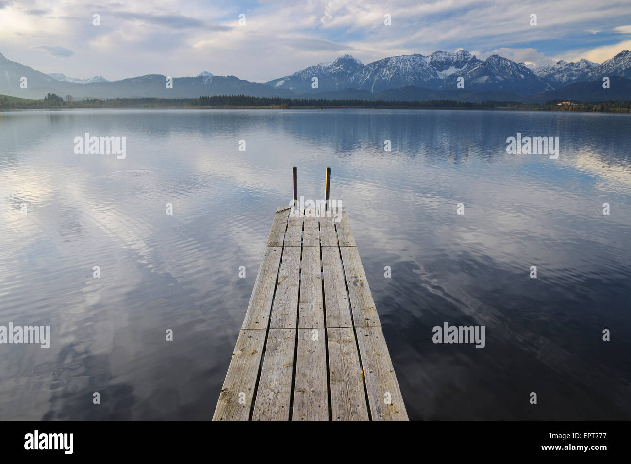 Wooden Jetty, Hopfen am See, Lake Hopfensee, Bavaria, Germany Stock ...