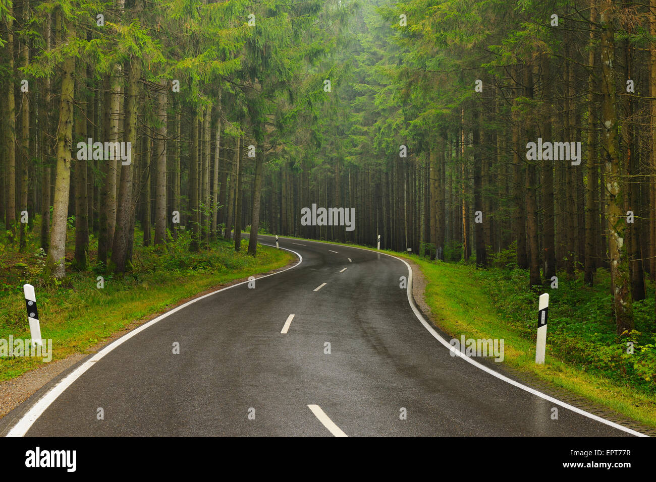 Curving Country Road in Rain, Bavaria, Germany Stock Photo - Alamy