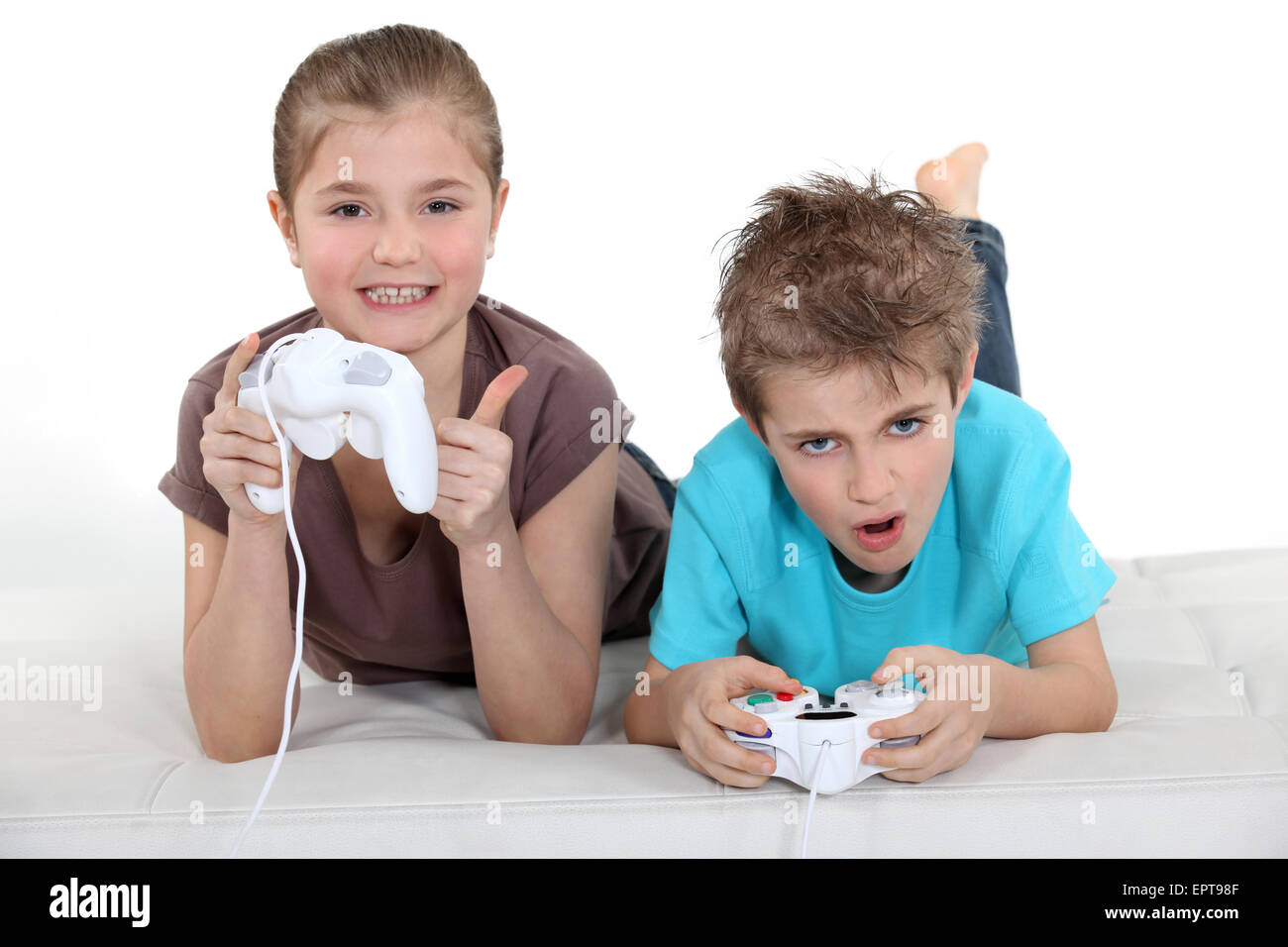 Children playing computer games Stock Photo - Alamy